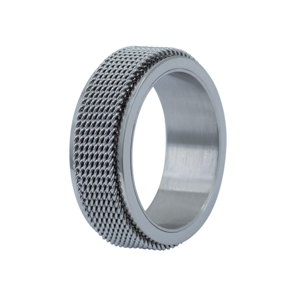 Men's Silver Steel Mesh Anxiety Ring - ETRNL