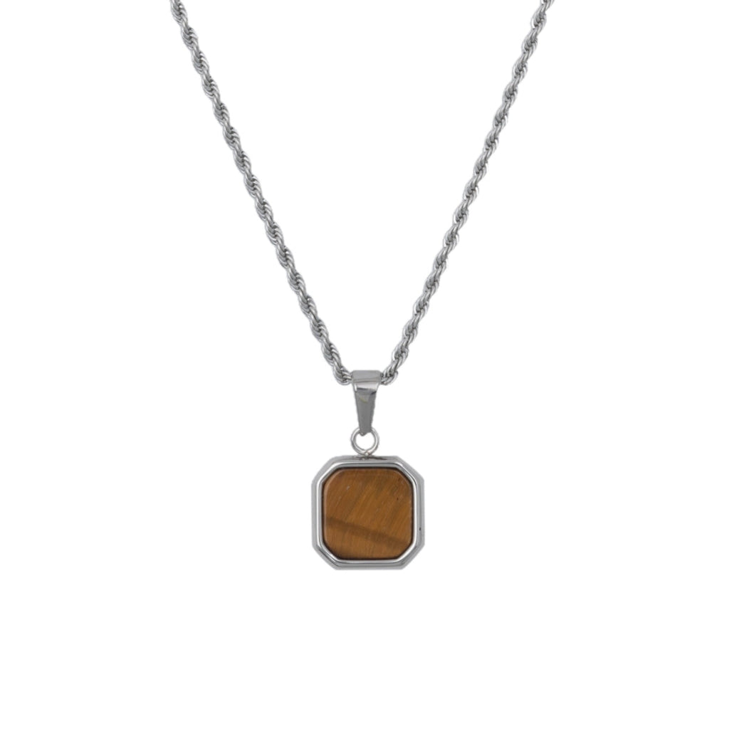 Silver Tiger Eye Pendant Necklace